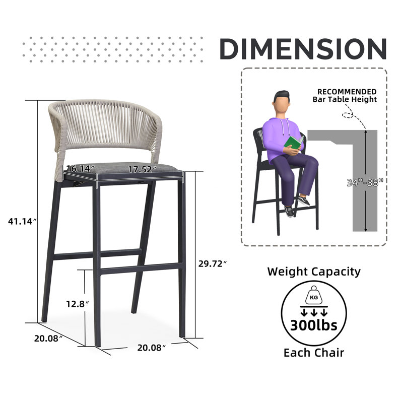 Wade Logan® Brasia 29.72" Patio Bar Stool with Cushion & Reviews | Wayfair